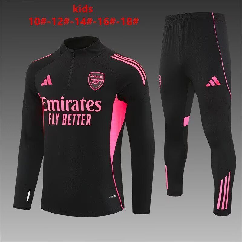 Arsenal Kids Tracksuit 2025-2026 Black with Pink | Legends Gallery